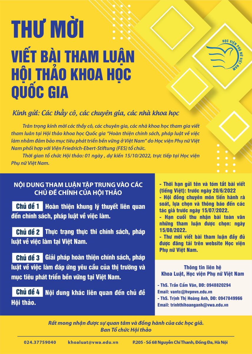 Thư Mời Viết Bài Tham Luận Hội Thảo Khoa Học Quốc Gia Cổng Thông Tin